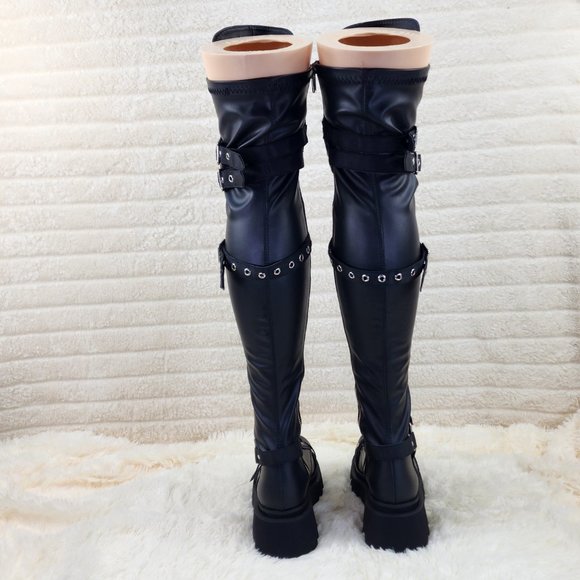 Demonia | Shoes | Renegade Stretch Over The Knee Combat Goth Punk ...